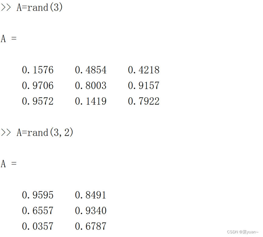 MATLAB 基础笔记(二):常用矩阵的生成_matlab全1矩阵-CSDN博客