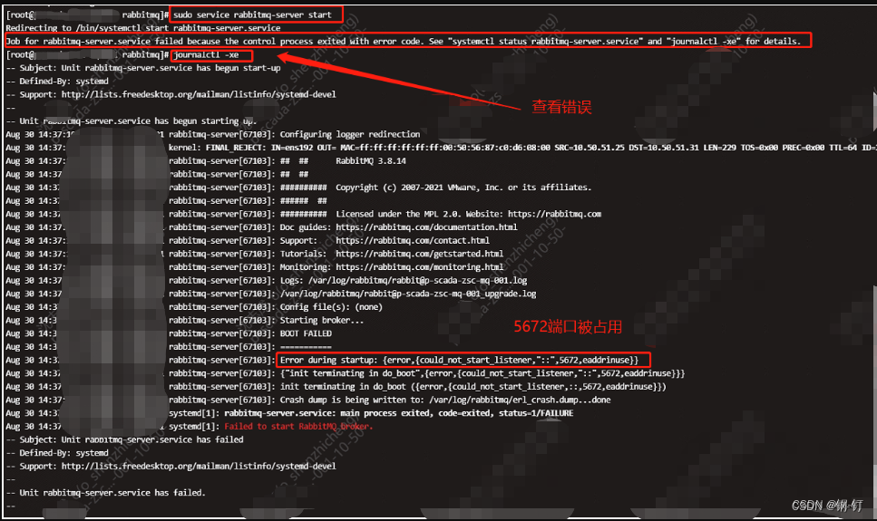 rabbitmq Job for rabbitmq-server.service failed because the control process exited with error-CSDN博客