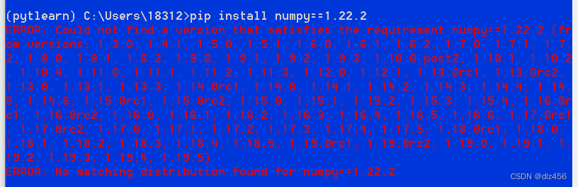 Error No Matching Distribution Found For Numpy1222error No Matching Distribution Found 