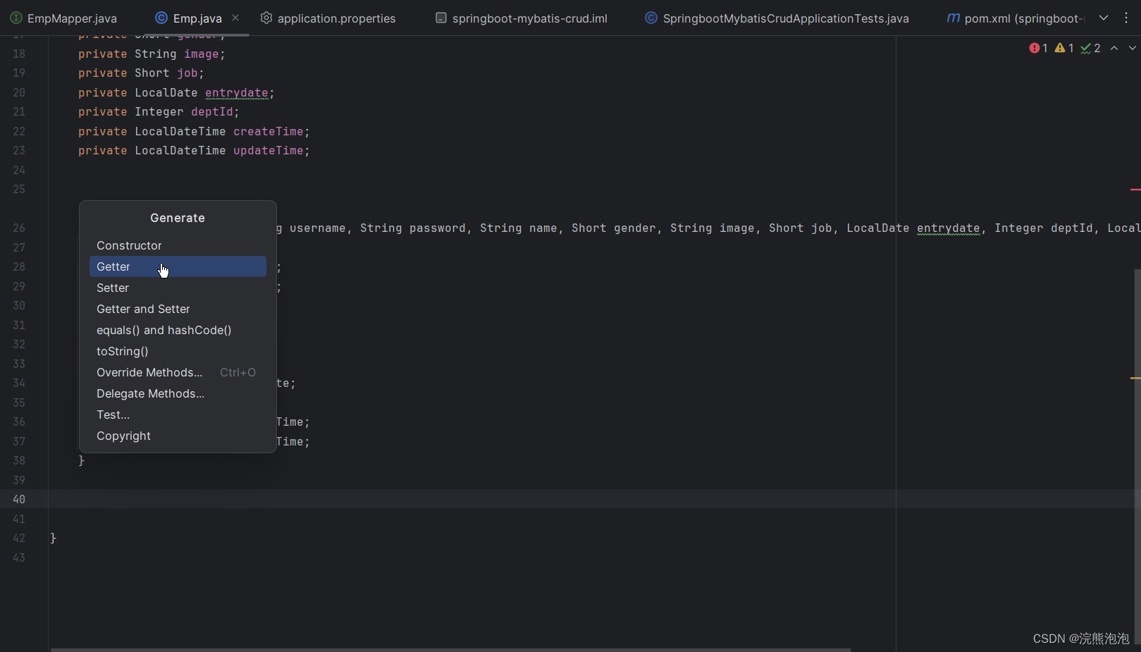 Idea Getset重写equals、hashcodetostring等 方法快捷键 (ide开发工具idea使用idea安装与卸载详细配置快捷键代码模板创建模板 2755