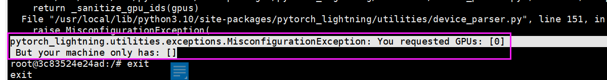 pytorch_lightning.utilities.exceptions.MisconfigurationException: You requested GPUs: [0] But ...