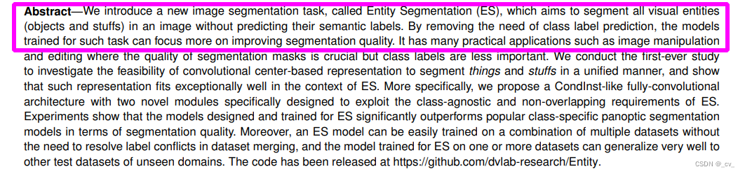 Entity Segmentation是什么，和semantic Segmentation Instance Segmentationpanoptic Segmentation有什么区别