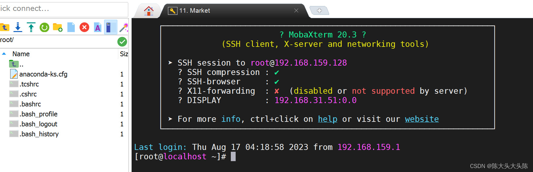 Linux-04 MobaXterm连接本地VMware虚拟机_使用mobaxterm远程连接虚拟机vmware-CSDN博客