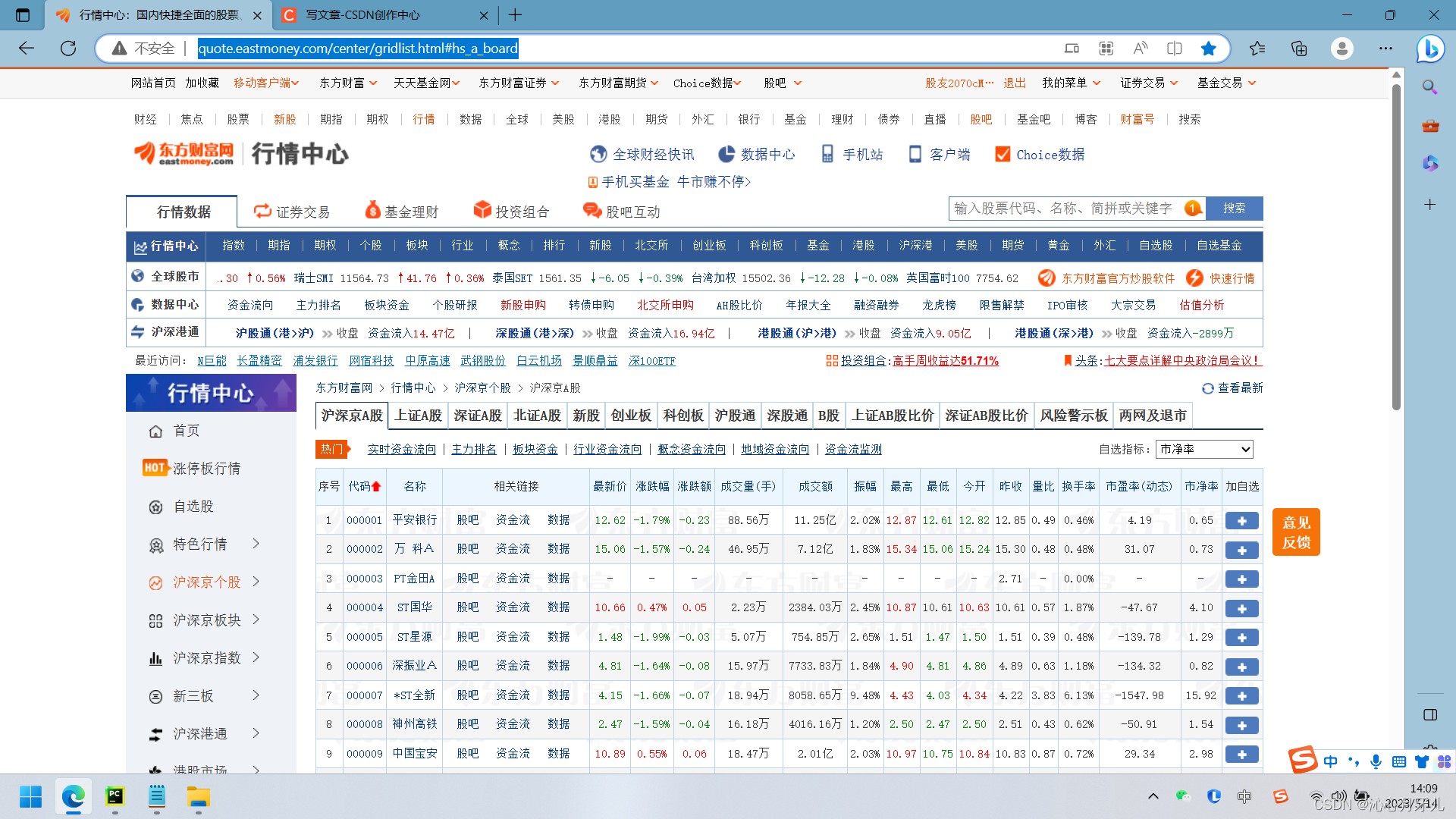 使用python爬取a股所有股票基本信息（小白可上手）从东方财富网获取股票列表 Python Csdn博客