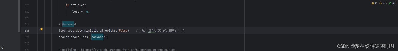 添加CBAM注意力机制报错：RuntimeError: adaptive_max_pool2d_backward_cuda does not have a deterministic ...