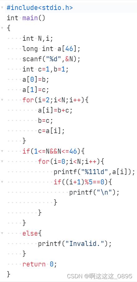 C语言程序设计博客作业02本题要求编写程序利用数组计算菲波那契fibonacci数列的前n项每行输出5个题目 Csdn博客