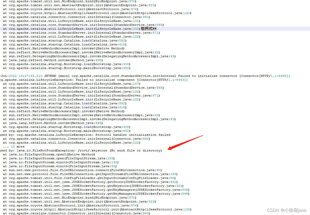 Linux项目启动的时候报 Filenotfoundexception Root Keystore No Such File Or Directory Ex Java