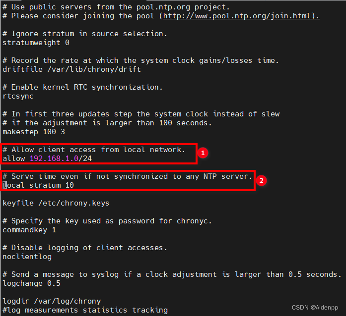 记录内网NTP服务端和客户端的配置（chronyd、ntpd）_allow ntp client access from local network-CSDN博客