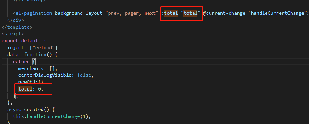 报错：Property or method “total“ is not defined on the instance but referenced during render ...