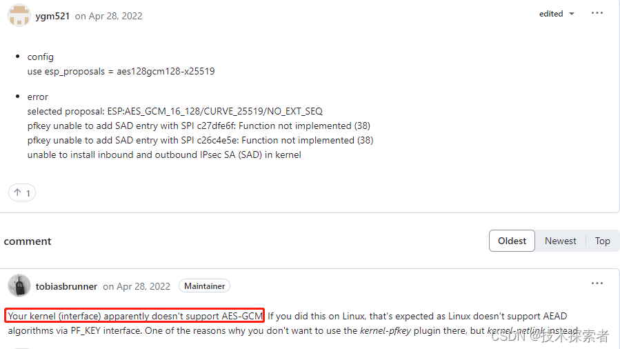 IPSec：unable to add SAD entry with SPI c27dfe6f: Function not implemented (38)-CSDN博客