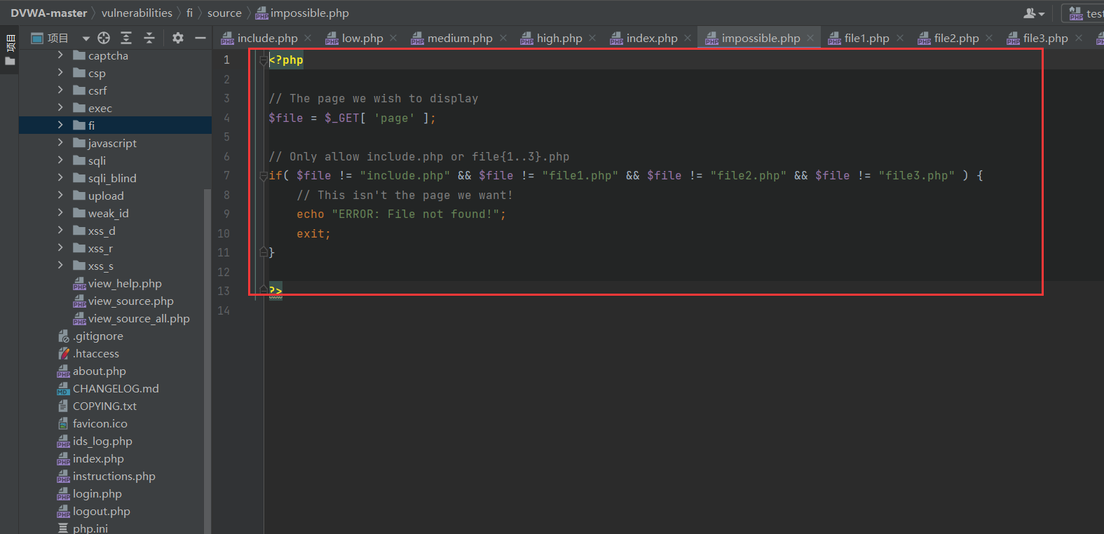 PHP代码审计入门-DVWA靶场文件包含篇_dvwa中文件包含读取目标靶场的敏感文件-CSDN博客