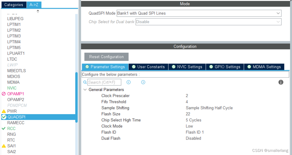 STM32H750 QSPI内存映射模式+MPU_stm32h7 qspi mpu-CSDN博客