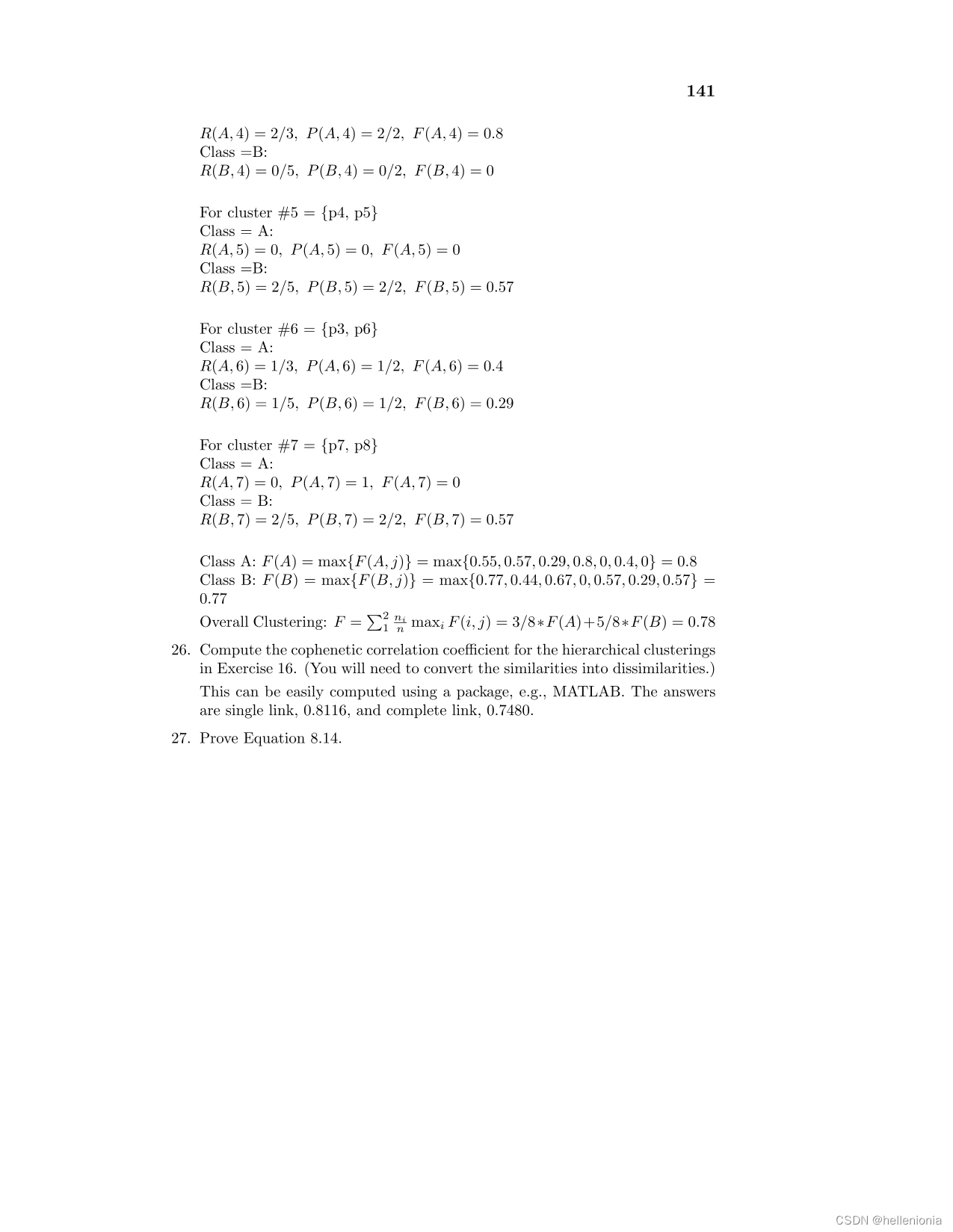 【数据挖掘导论课后习题答案】第8章 Cluster Analysis Basic Concepts And Algorithms（含英文原版）数据挖掘导论第八章课后答案 Csdn博客