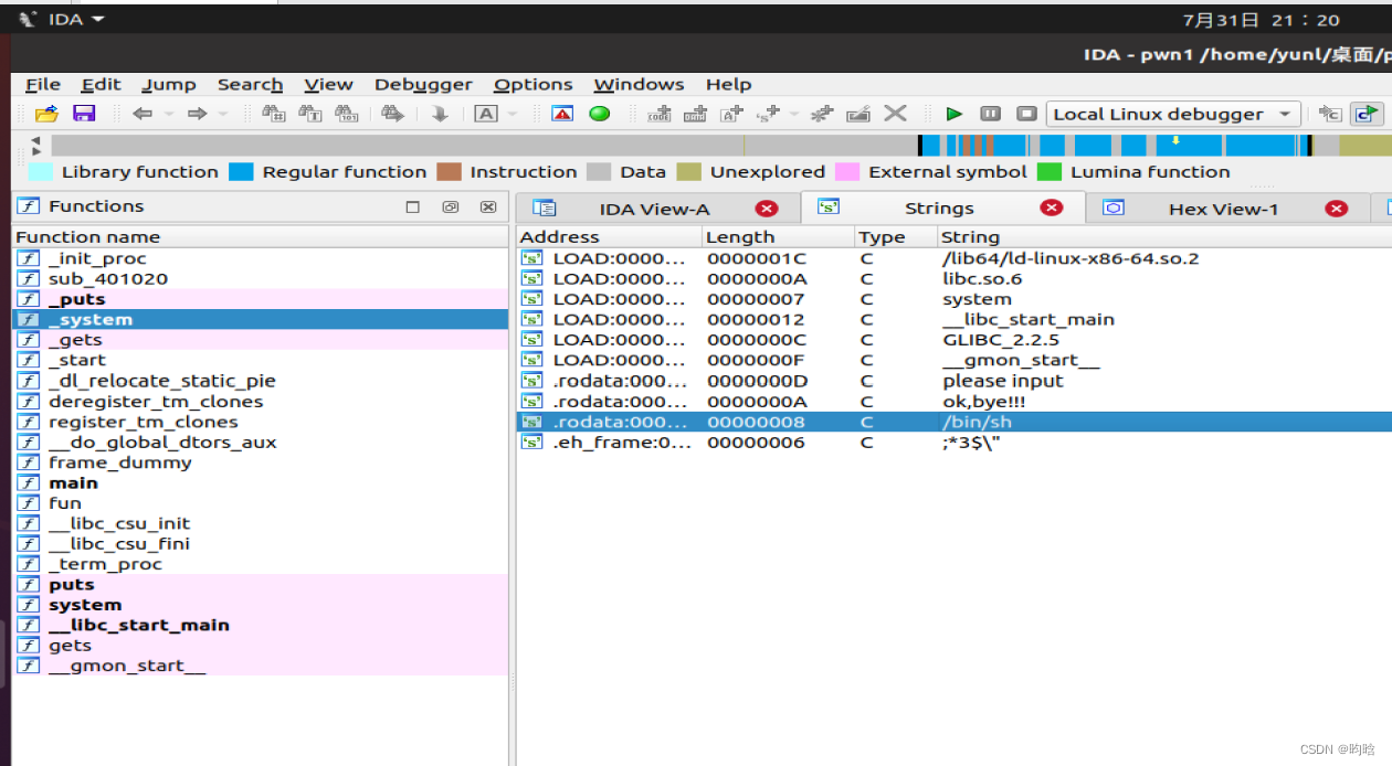 PWN学习记录（2）BUUCTF-rip_pwn pattern create 200-CSDN博客
