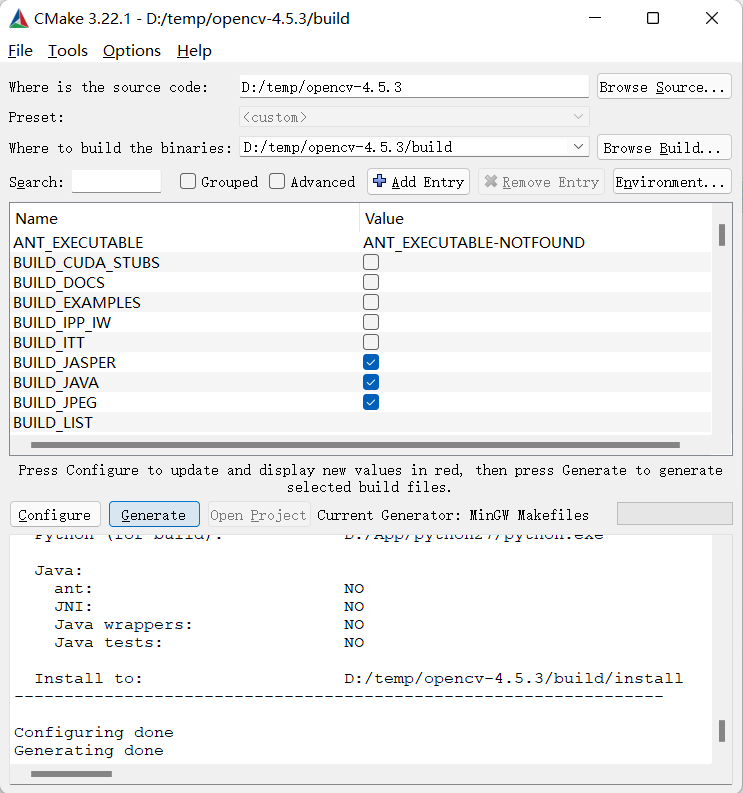 Windows安装opencv——利用mingw Cmake从源码编译 Cmake来编译opencv Mingw Csdn博客