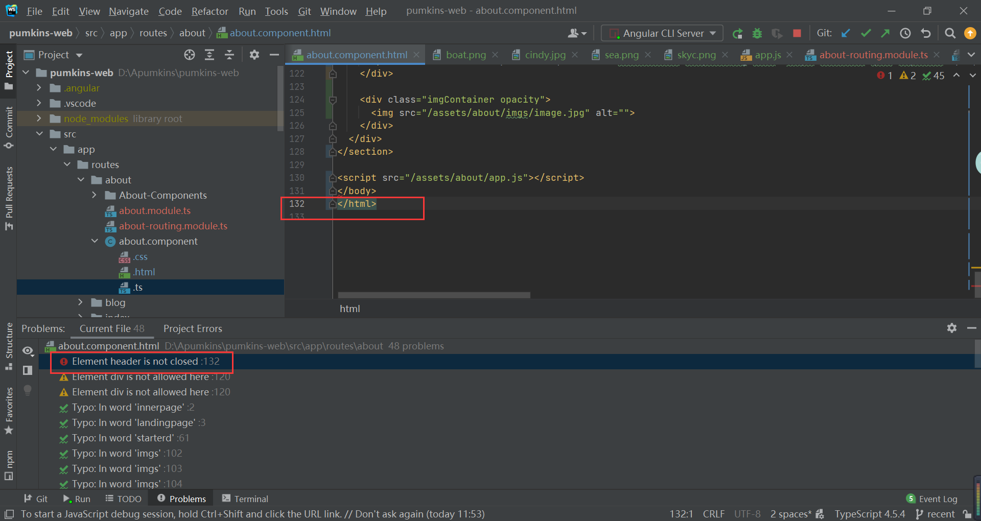前端html报错：Element header is not closed_element div is not closed-CSDN博客