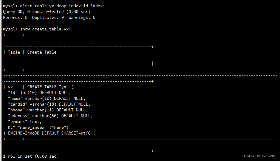 Mysql数据库索引create Table Test Csdn博客 