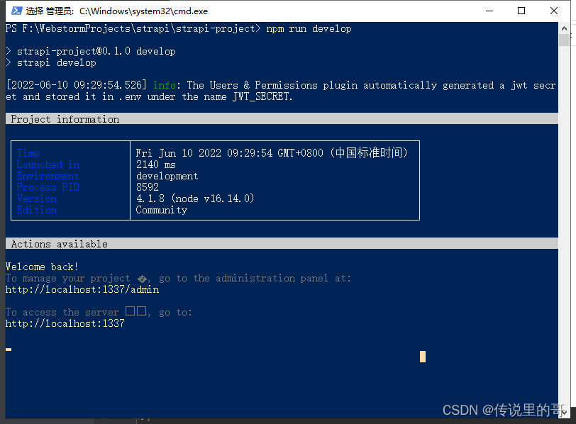 保姆级教程，创建启动你的第一个strapi v4.1.8应用，使用mysql数据库_strapi教程-CSDN博客