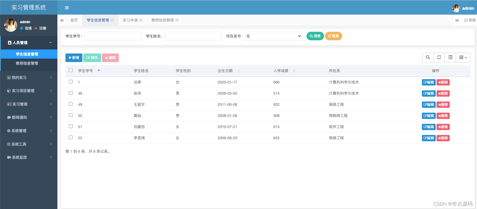 大学生实习管理系统,可定制,有源码(spring Boot Shiro Thymeleaf Bootstrap Mysql )sprootbootthymeleaf大学生