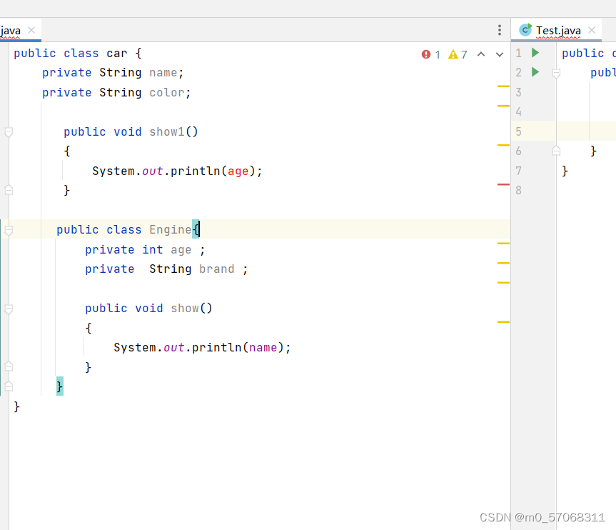 内部类概述_内部类java写一个类描述汽车。属性:汽车的品牌,车龄,颜色,发动机的品牌,-CSDN博客
