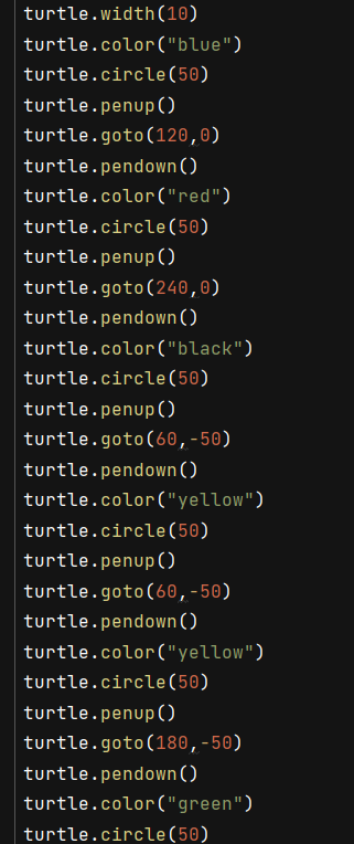 解决用python中的turtle库画五环过程_turtle画苯环-CSDN博客