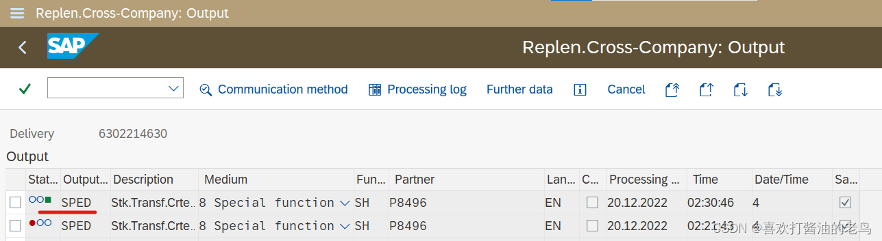 SAP MM 公司间STO外向交货单SPED输出报错 - PO### does not contain a confirmation control key -_confirmation ...