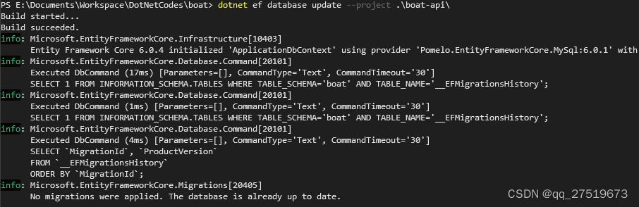 EFCore 去使用 Mysql 搭建 Code First_ef core code first mysql_qq_27519673的博客-CSDN博客