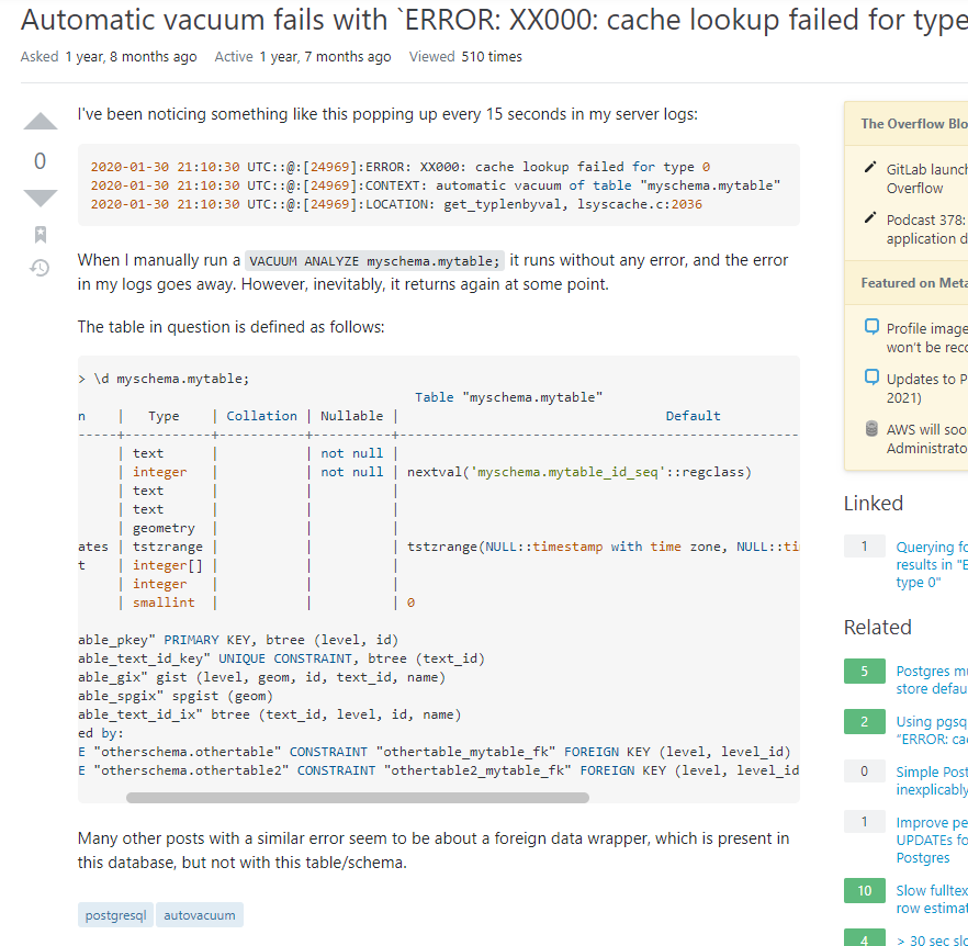 【索引类型、数据库版本】PSQL报错：cache lookup failed for type 0-CSDN博客