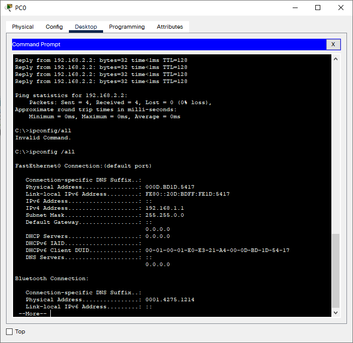 计算机网络之CPT实验_测试 pc0 与 pc1pc0 与 pc2pc2 与 pc3 之间是否相互 ping 通?分析原因-CSDN博客