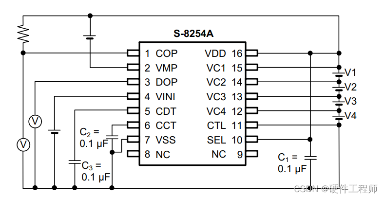 S-8254A------3节/4节电池串联用电池保护IC