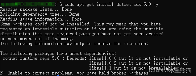 WSL ubuntu安装.net5 出现libssl1.1 but it is not installable错误解决方案_mysql-community-client : depends ...