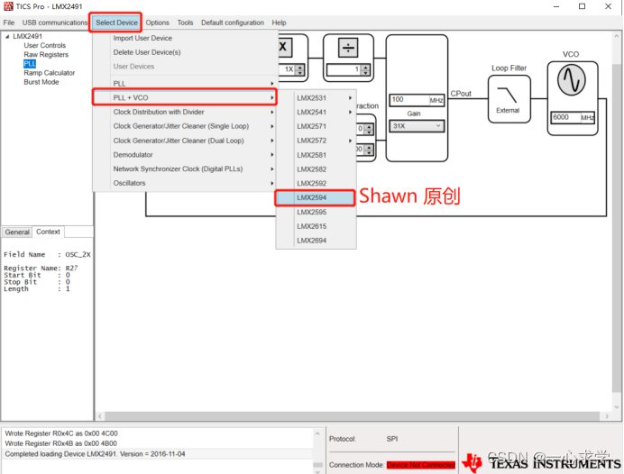 【LMX2594调试软件TICS PRO的使用】-CSDN博客