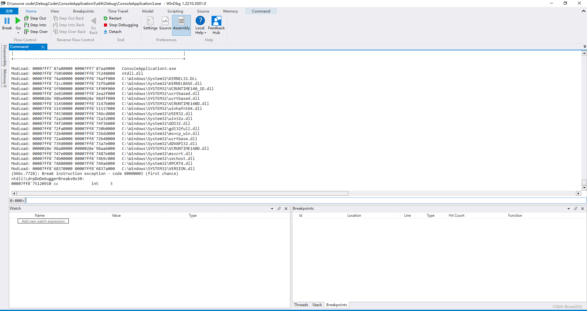 Windbg 添加断点调试程序_windbg启动exe程序-CSDN博客