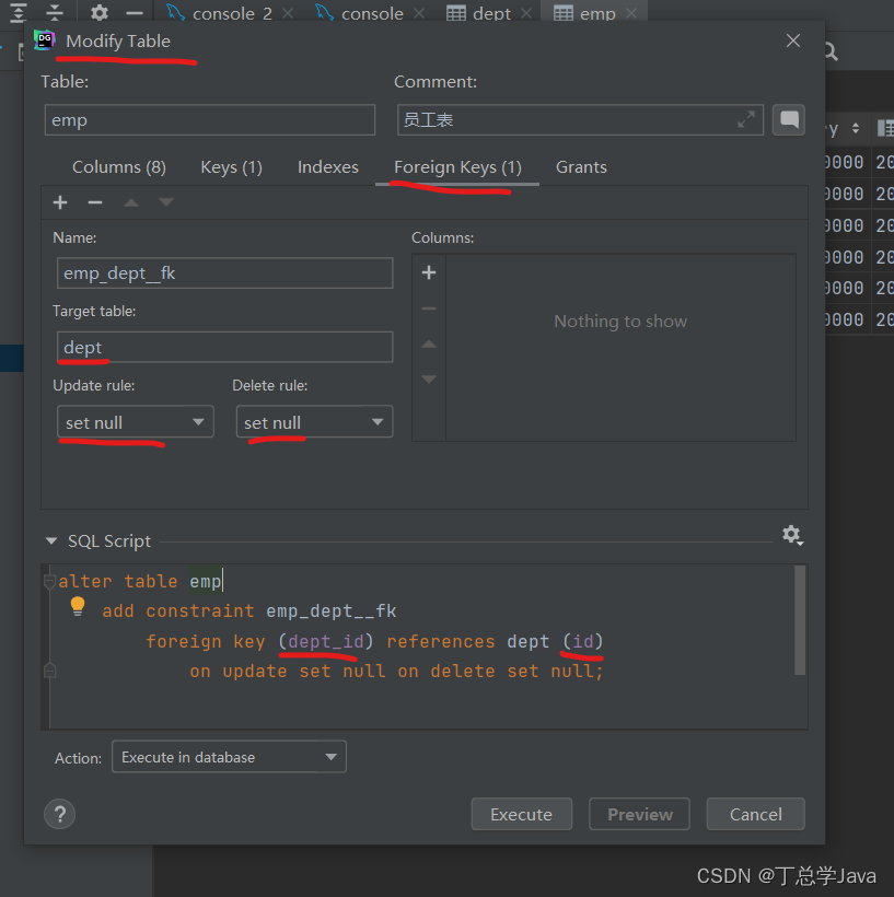 外键删除更新行为（cascade，set null）_外键删除和修改都设定为cascade-CSDN博客
