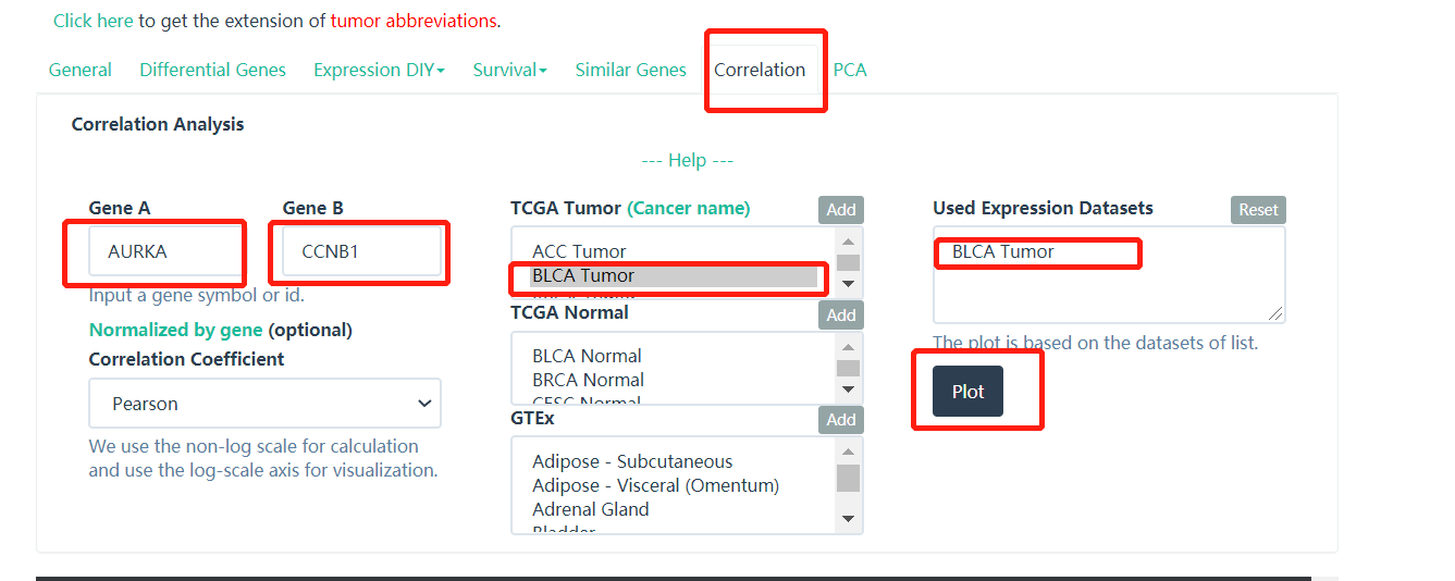 分享分析TCGA的数据库——GEPIA（二）_如何通过数据库预测两个基因间的关系-CSDN博客