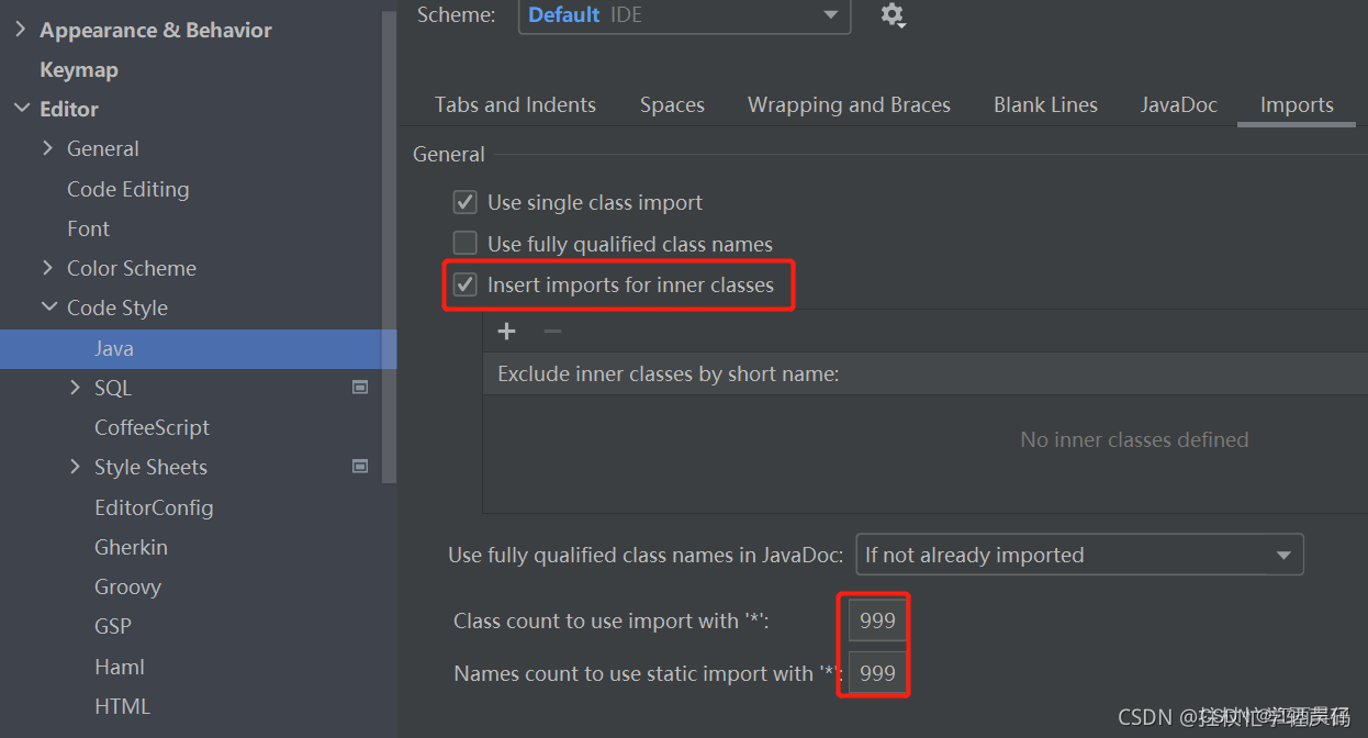 Idea禁止导入包import 和允许import内部类idea Import 设置关闭 Csdn博客 