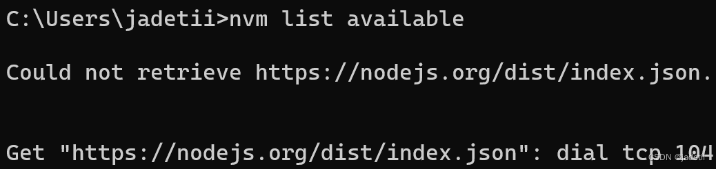 nvm list available 报错 Could not retrieve https://nodejs.org/dist/index.json._could not retrieve ...