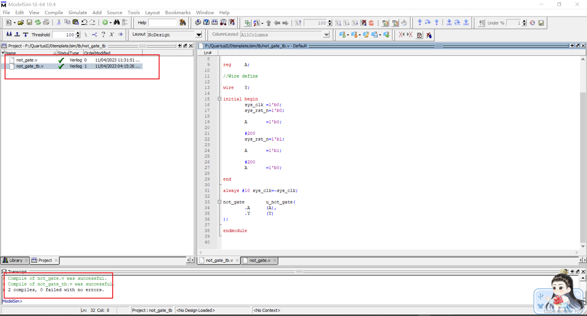Quartus+ModelSim——手动仿真_modelsim 里1`b0-CSDN博客