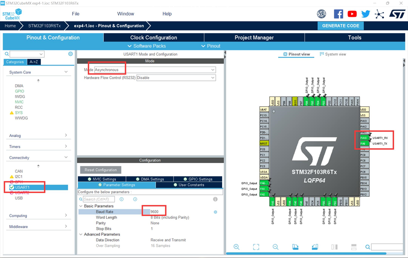 实验四 串口应用_两个stm32f103r6单片机通信-CSDN博客
