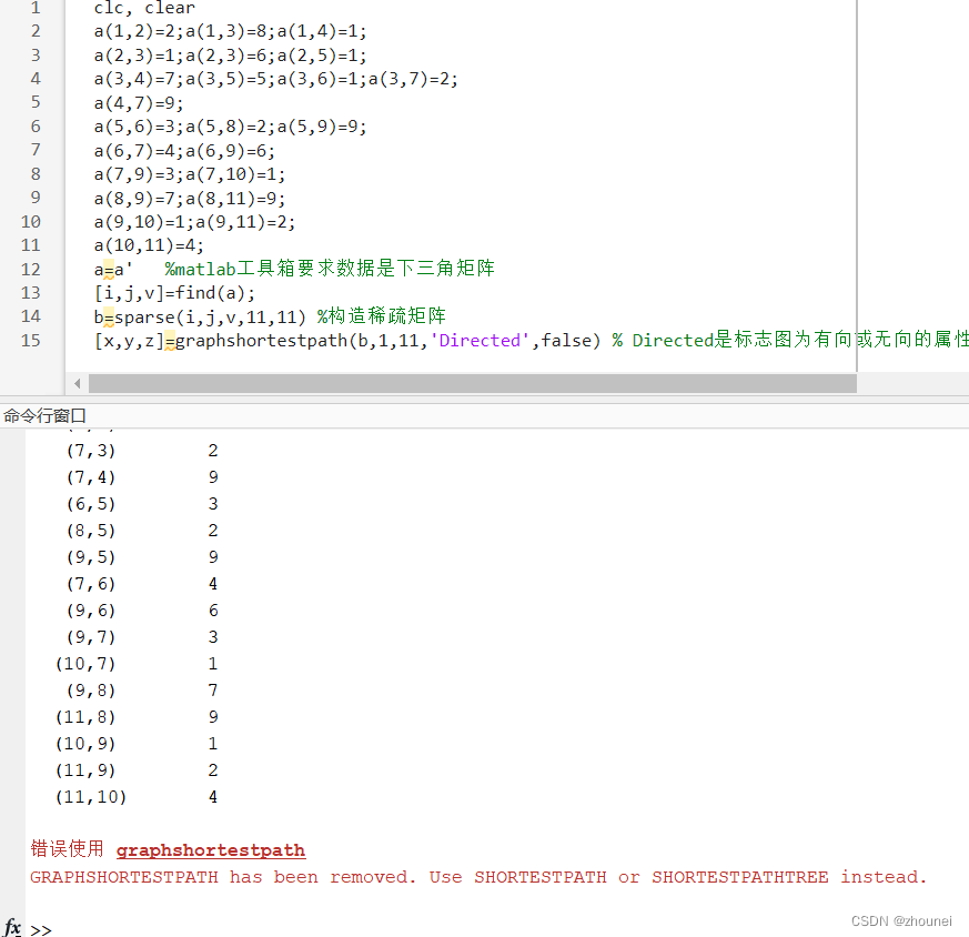 Matlab图论工具箱中shortestpath和graphshortestpath_graphshortestpath没有了-CSDN博客