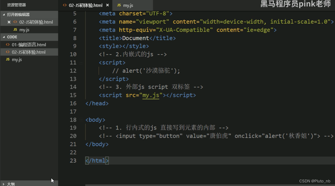 【笔记整理】pink老师JavaScript前端课程---JS基础部分_pink老师2023js笔记-CSDN博客