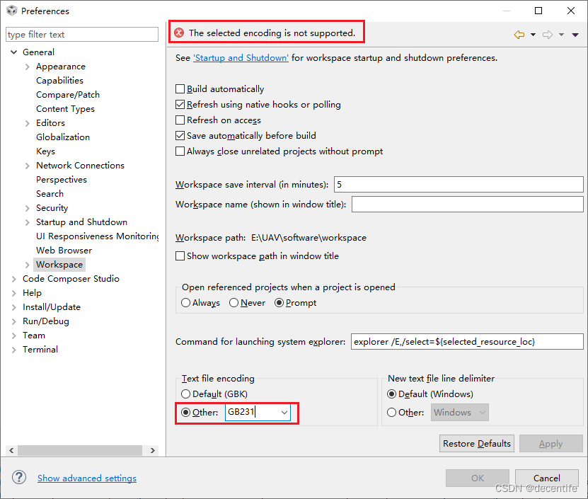 CCS6.2修改默认字符编码(encoding)_ccs注释乱码text file encoding-CSDN博客