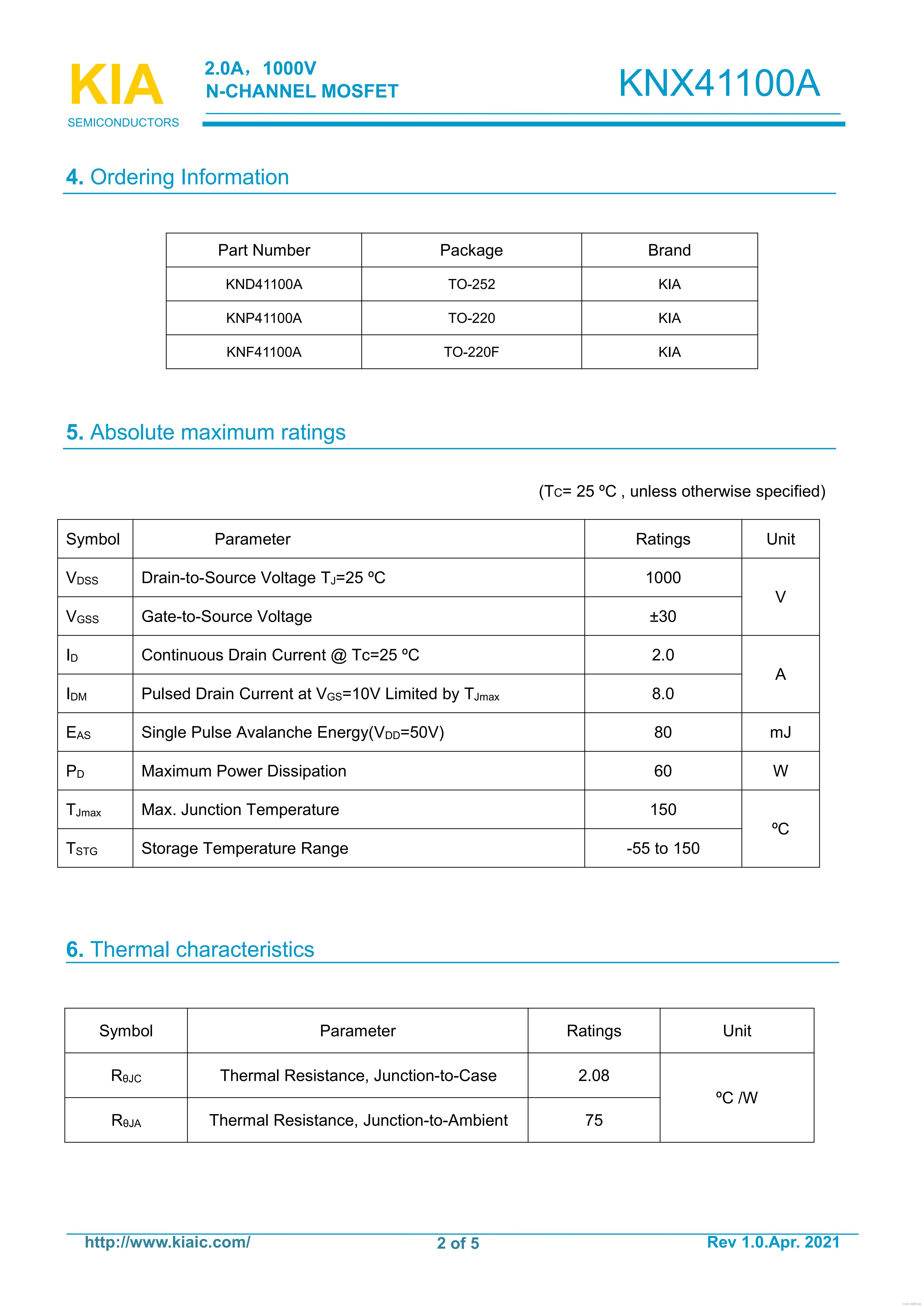 2sk119代换KNP41100A 2A/1000V MOS管【PDF数据手册】_knd41100a-CSDN博客