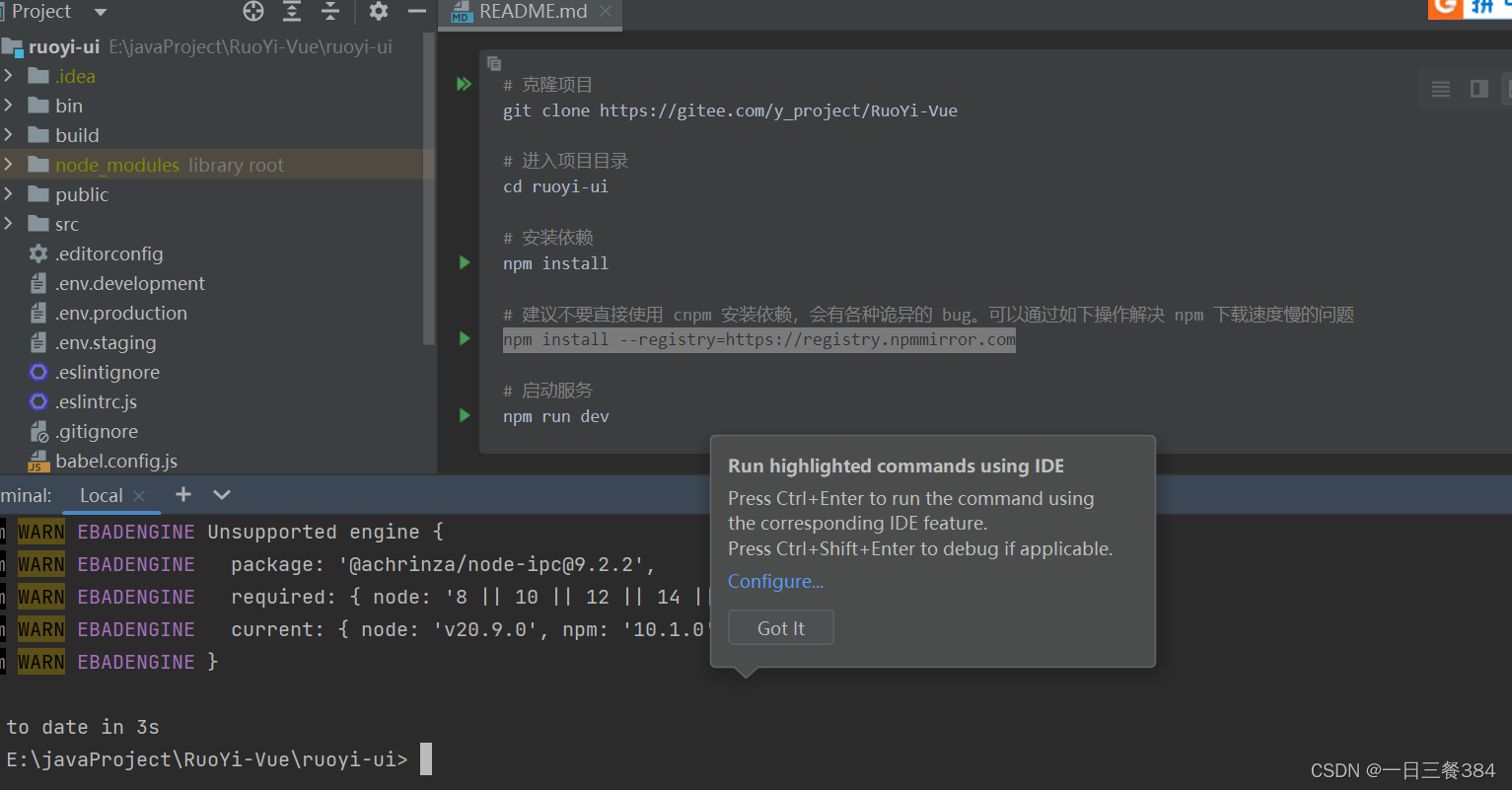 [若依学习01」启动运行_ruoyi前端代码启动-CSDN博客