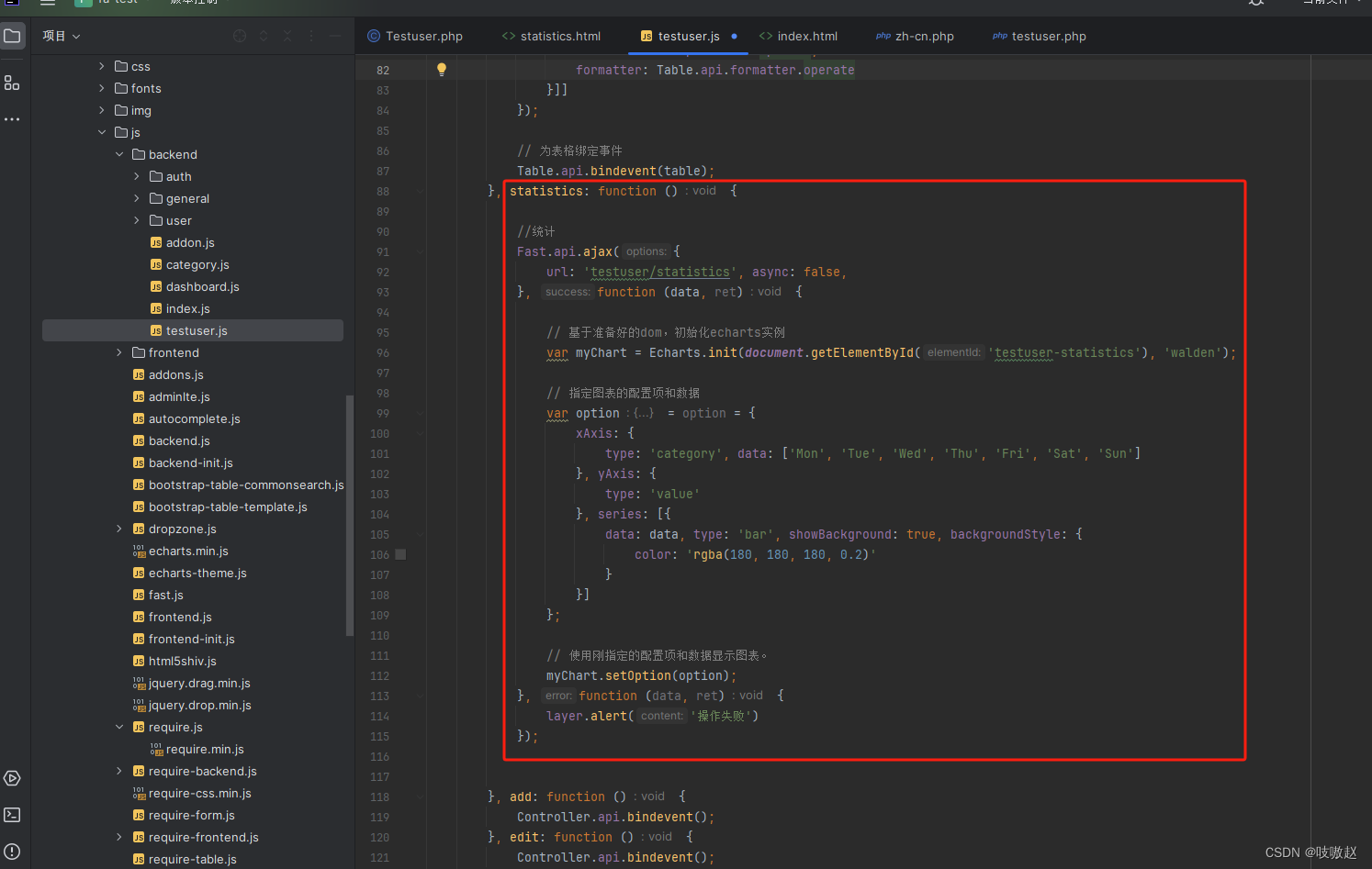 [fastadmin] 如何在页面添加操作按钮，做一个echarts图表页面_fastadmin如何做统计图表-CSDN博客