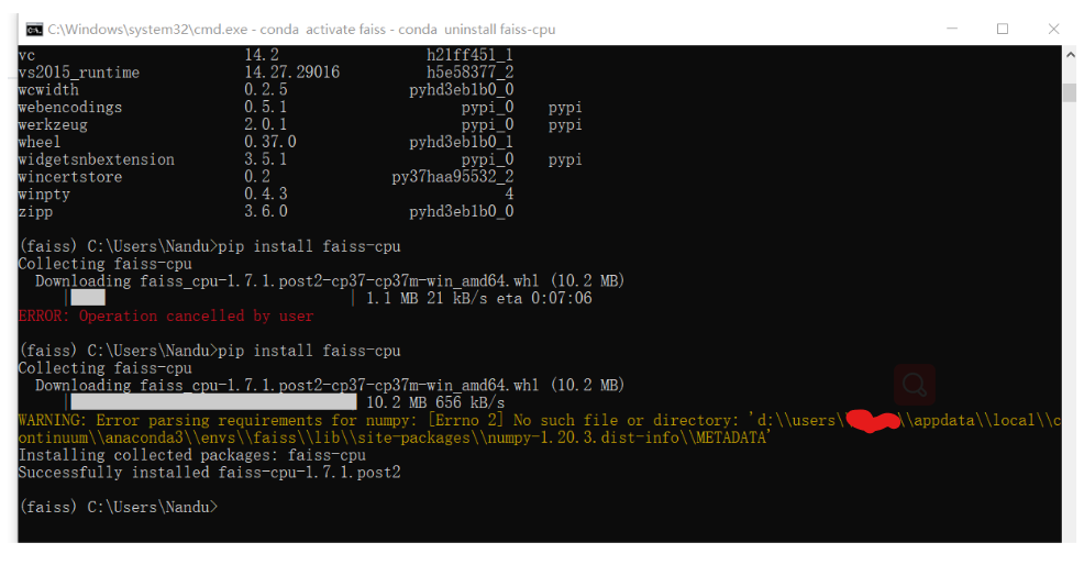 【Python库安装填坑】faiss在Windows上的安装问题---from . import _swigfaiss ImportError ...