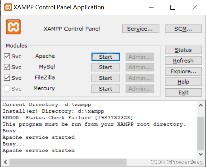 关于xampp Control Panel无法启动apache服务的问题 Xampp Apache无法启动 改端口也不行 Csdn博客