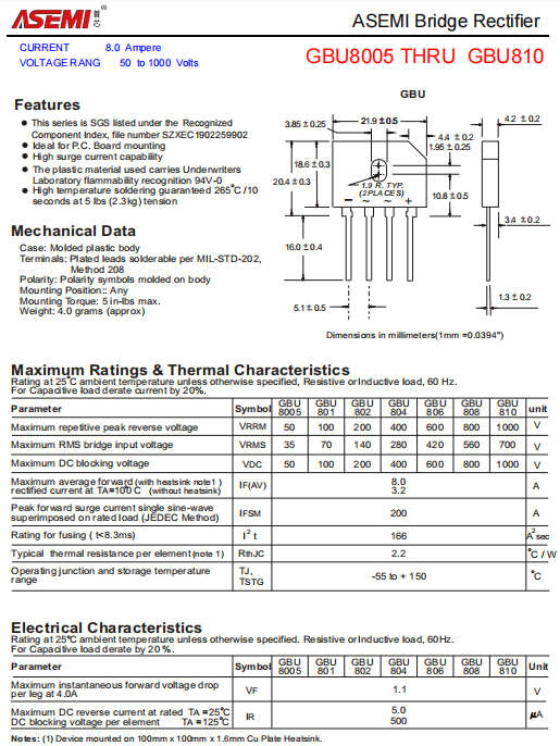 ASEMI整流桥GBU808参数，GBU808介绍，GBU808详解_gbu808整流桥参数-CSDN博客