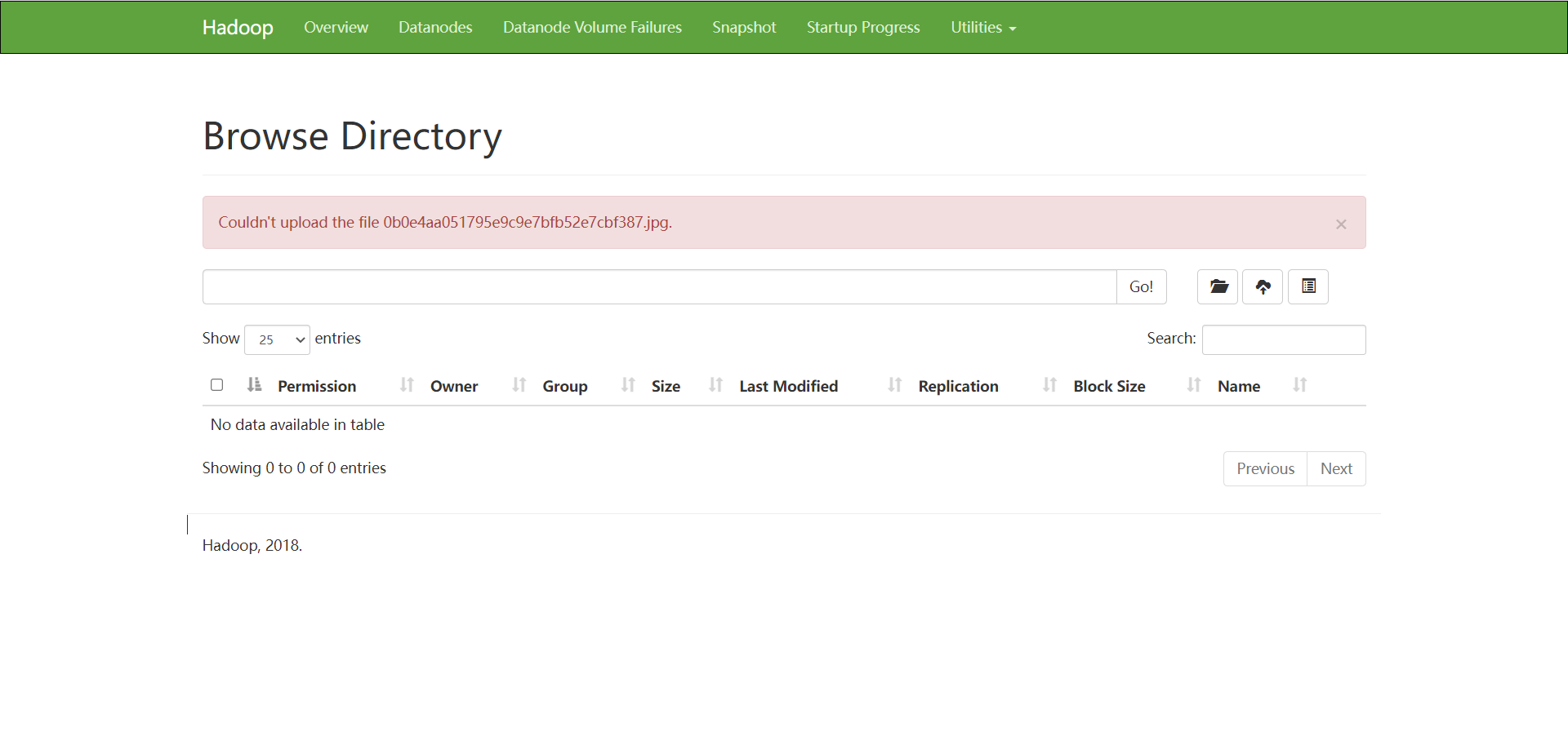 Hadoop：Browse Directory Couldn‘t upload the file_hadoop couldn't upload the file-CSDN博客